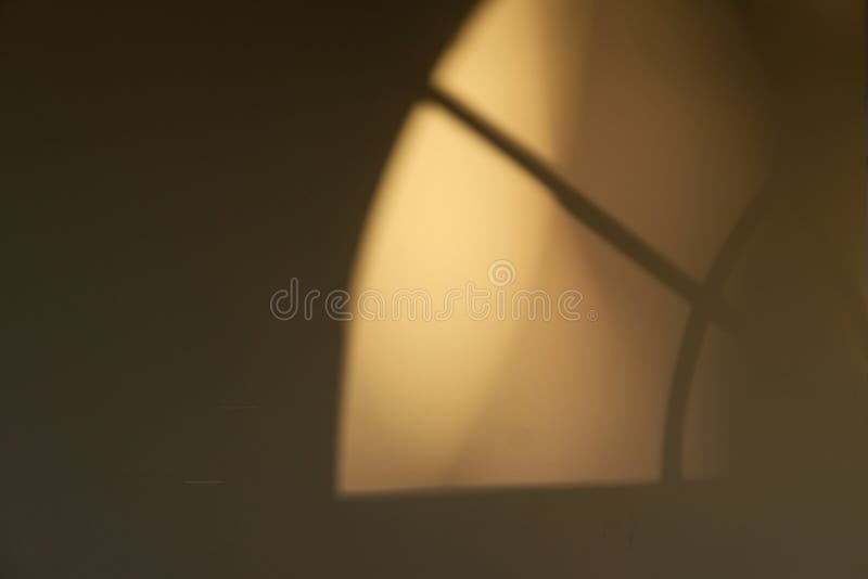 Morning Spring Sun Cast Shadow on Dark Wall through Old Arched Window ...