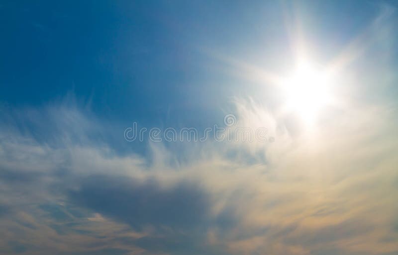 Morning Sun in Blue Sky with Clouds Stock Photo - Image of sunrise ...
