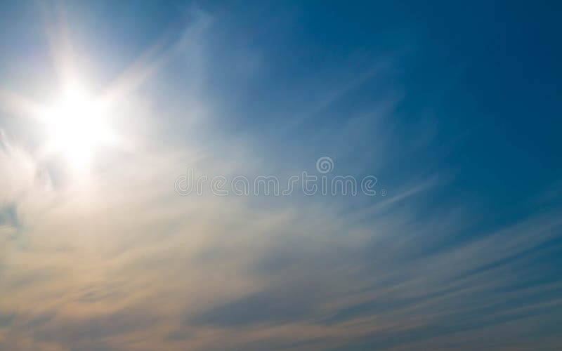 Morning Sun in Blue Sky with Clouds Stock Photo - Image of sunlight ...