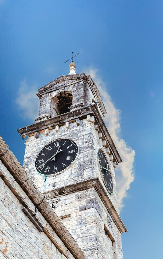 Sun and Clouds Behind Bermuda Clocktower Stock Image - Image of ...