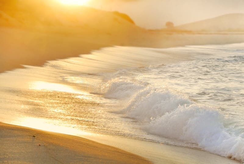 Morning Sun and Fog Over Ocean Surf Stock Image - Image of america ...