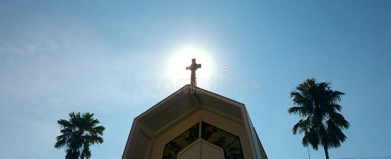 Morning Sun Hidden Behind Church Steeple Stock Image - Image of hidden ...