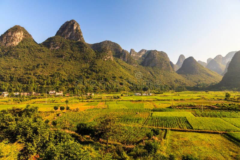Morning Sun Over Limestone Rock Formations Stock Image - Image of hill ...