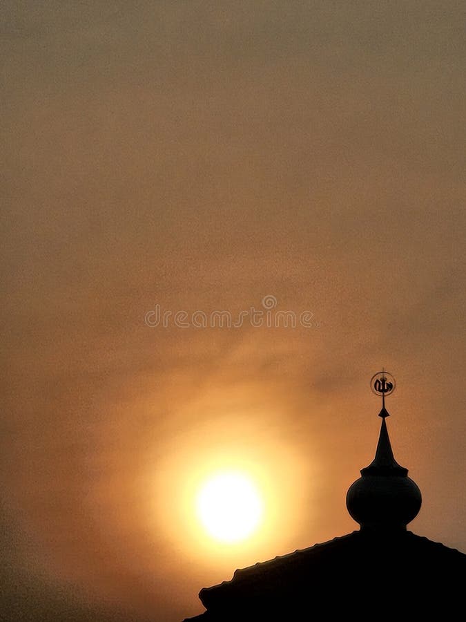 The Morning Sun Peeks beside the Mosque Dome Stock Photo - Image of ...