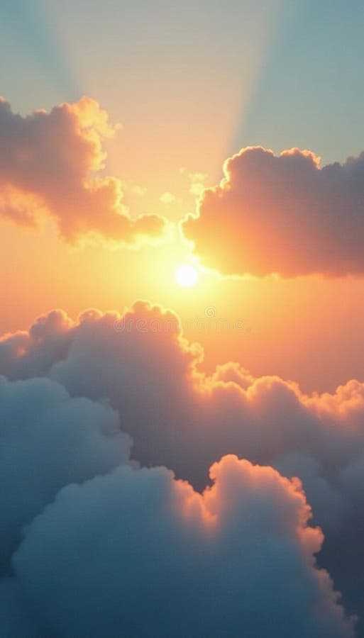 Morning Sun Peeks Out from Behind the White Cloudy Veil, Light, Subtle ...