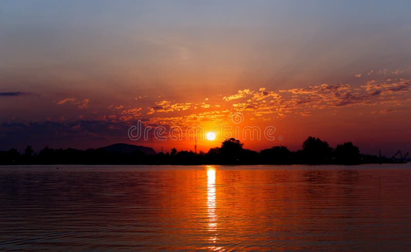 Morning Sun Rise on the River. Stock Image - Image of lake, reflection ...