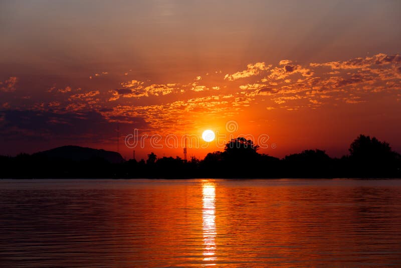 Morning Sun Rise on the River. Stock Image - Image of lake, reflection ...