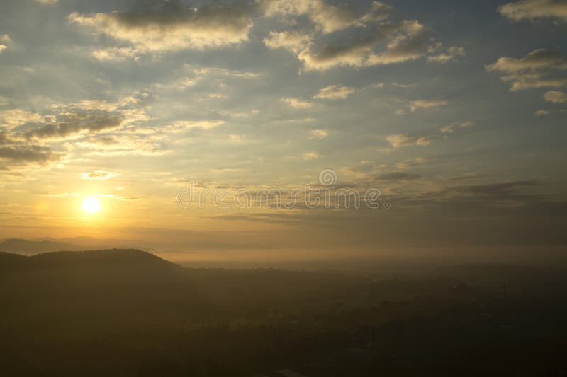 The Morning Sun Rises on the Mountain and the Golden Light is Beautiful ...