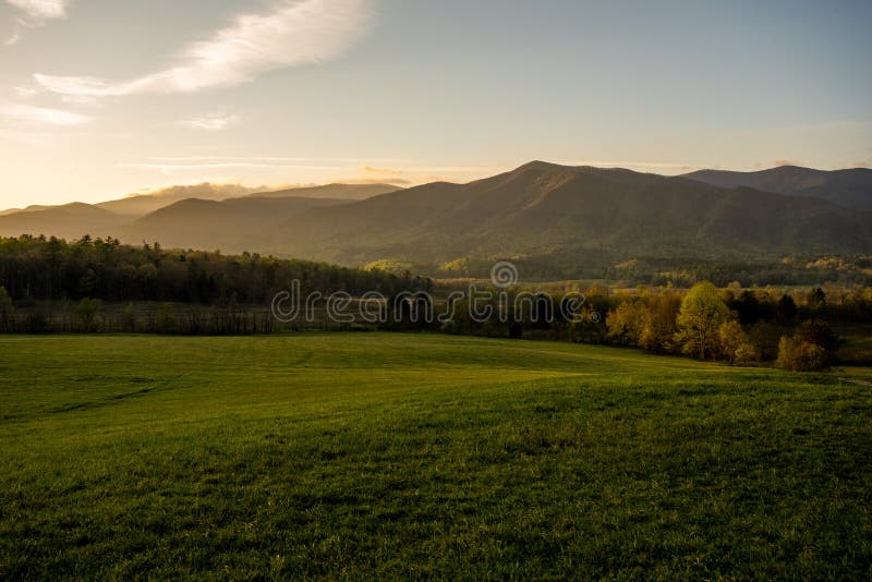 Morning Sun Throws Soft Light Over Cades Cove Stock Image - Image of ...