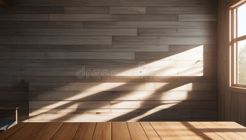 Morning Sunlight and Empty Wooden Table in Summer Stock Illustration ...