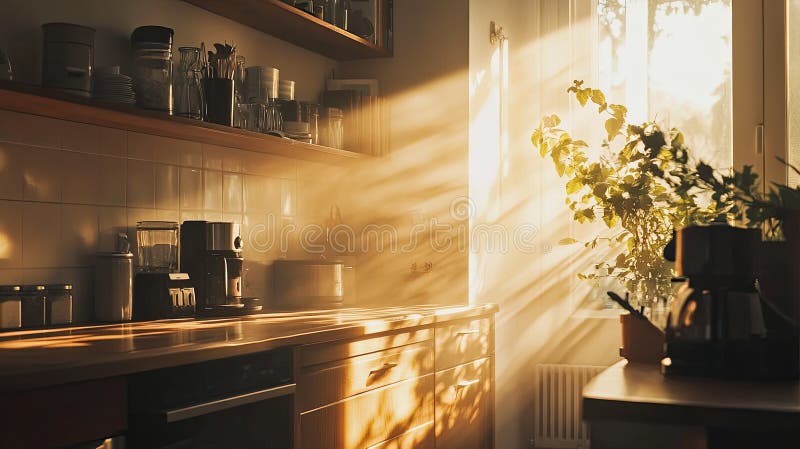 Morning Sunlight Kitchen Realistic Cinematic Light Sharp Focus Stock ...