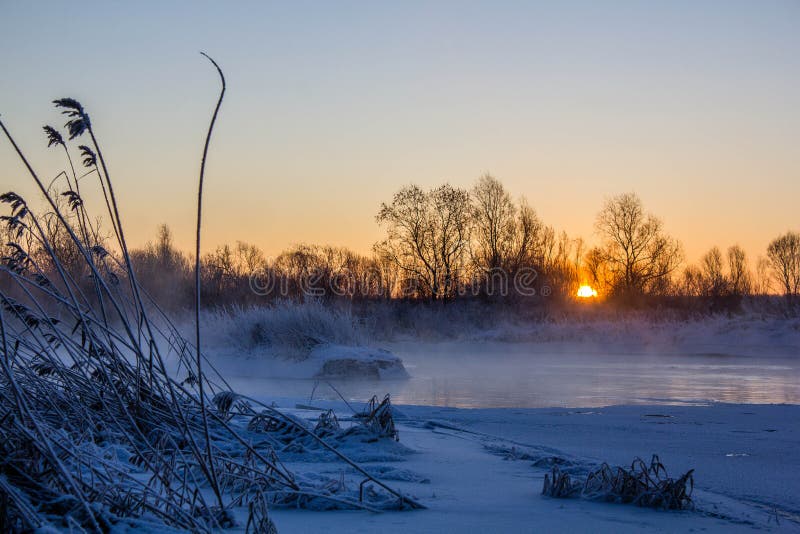 Morning sunrise stock image. Image of beauty, cold, glow - 83756763