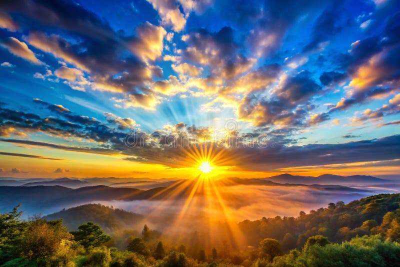 Morning Sunrise Sky Colors of Blue and Orange Stock Illustration ...