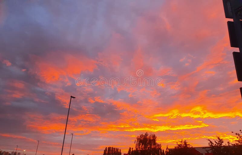 Hellish sky stock photo. Image of cumulus, plain, sunset - 252042802
