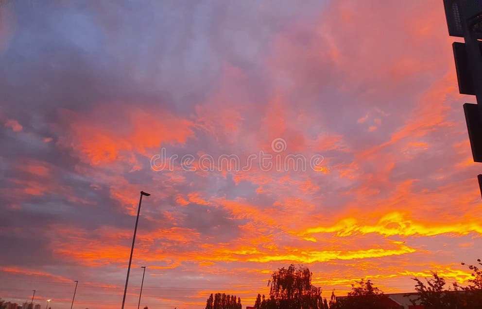 Hellish sky stock photo. Image of cumulus, plain, sunset - 252042802
