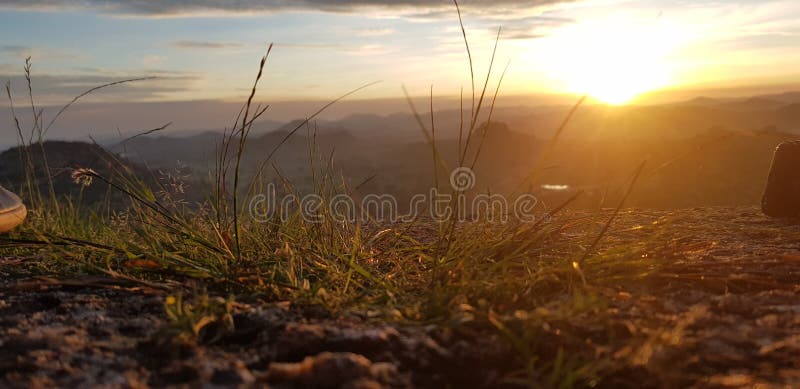 Morning Sunrise View from High Hill Stock Image - Image of tree ...