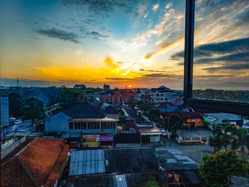 Morning Sunrise View from Third Floor Hotel Building in Central Java ...