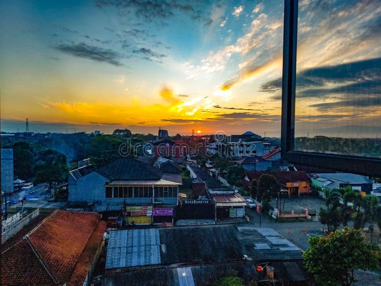 Morning Sunrise View from Third Floor Hotel Building in Central Java Indonesia Stock Image ...
