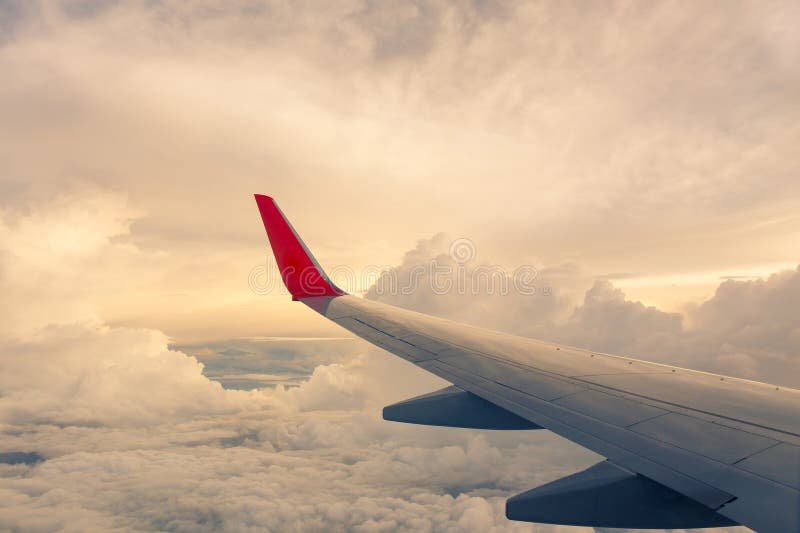Morning Sunrise with Wing of an Airplane. Photo Applied To Tourism ... Morning Sunrise with Wing of an Airplane. Photo Applied To Tourism ...