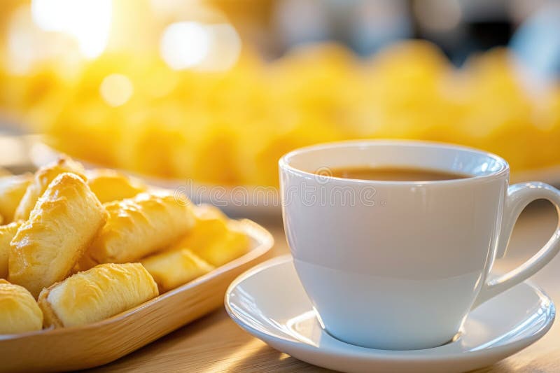 Morning Sunshine Breakfast with Coffee and Pastries Stock Photo - Image ...