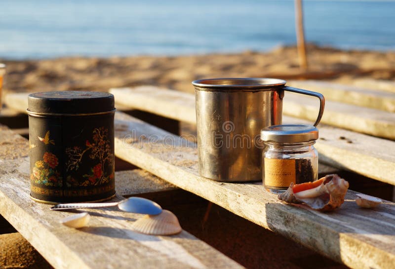 Morning tea on a beach stock image. Image of holiday, heat - 9583457