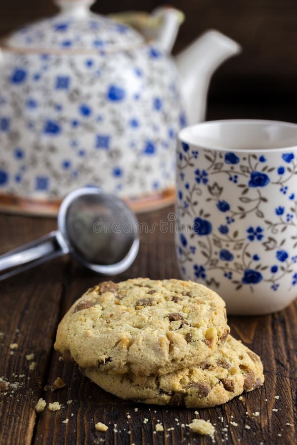 Morning tea with biscuits. stock photo. Image of drink - 79264562