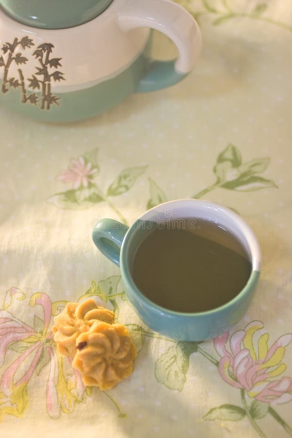 Morning tea with cookie stock image. Image of homemade - 16684381