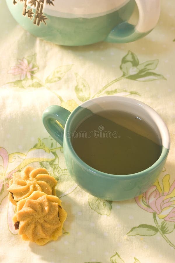 Morning tea with cookie stock image. Image of homemade - 16684381