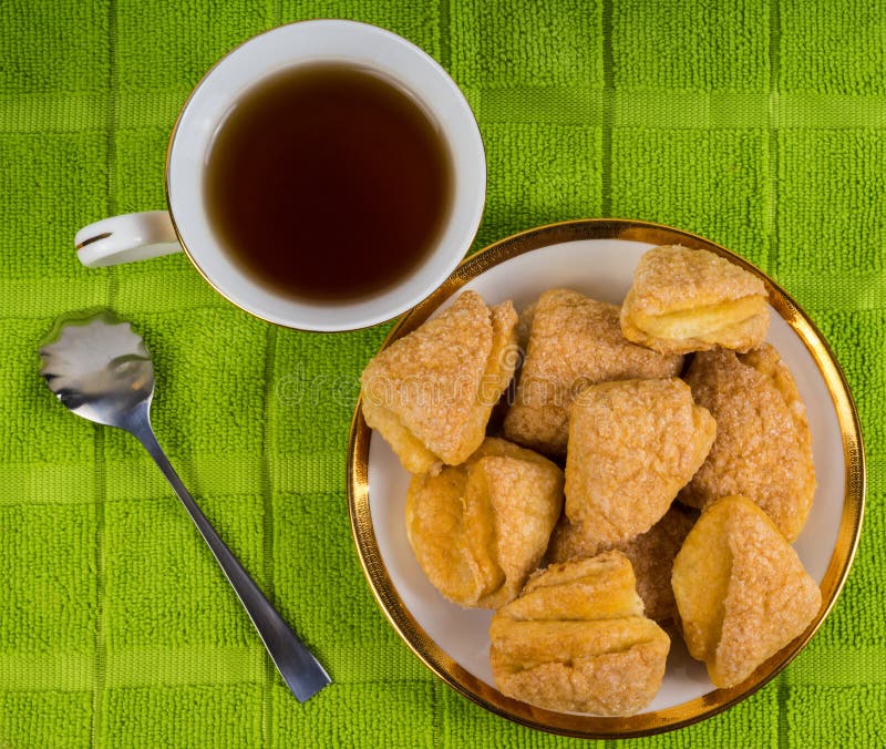 Morning Tea with Delicious Sugar Cookies Stock Image - Image of steel ...