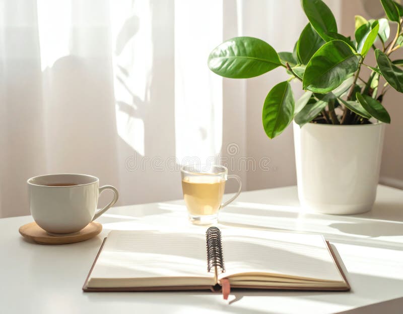 Morning Tea and Journal by the Window Stock Photo - Image of ...