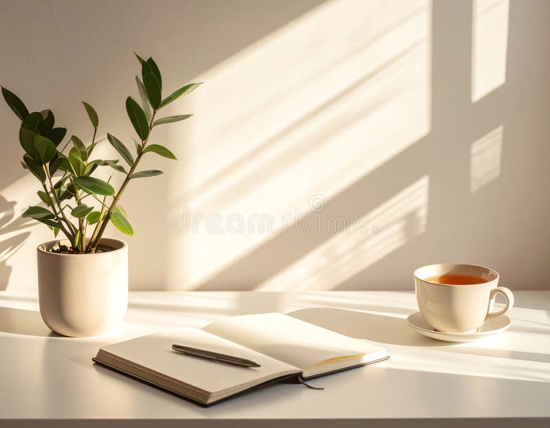 Morning Tea and Journaling in Sunlight Stock Photo - Image of ...