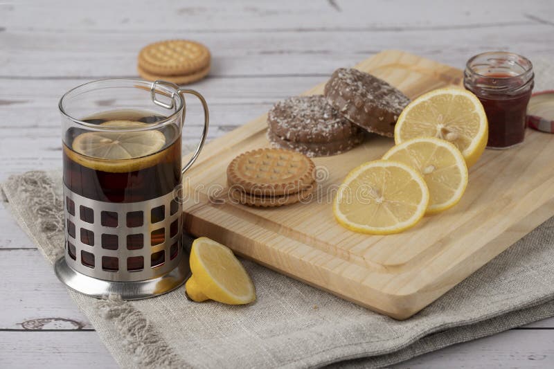 Morning Tea and Lemon on the Table Stock Photo - Image of lemon, table ...