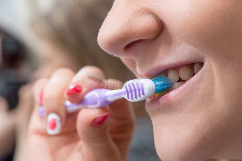 Morning teeth care stock image. Image of prety, woman - 87766447