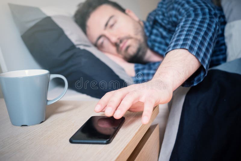 Morning Time and Man Portrait with Mobile Phone Stock Image - Image of ...