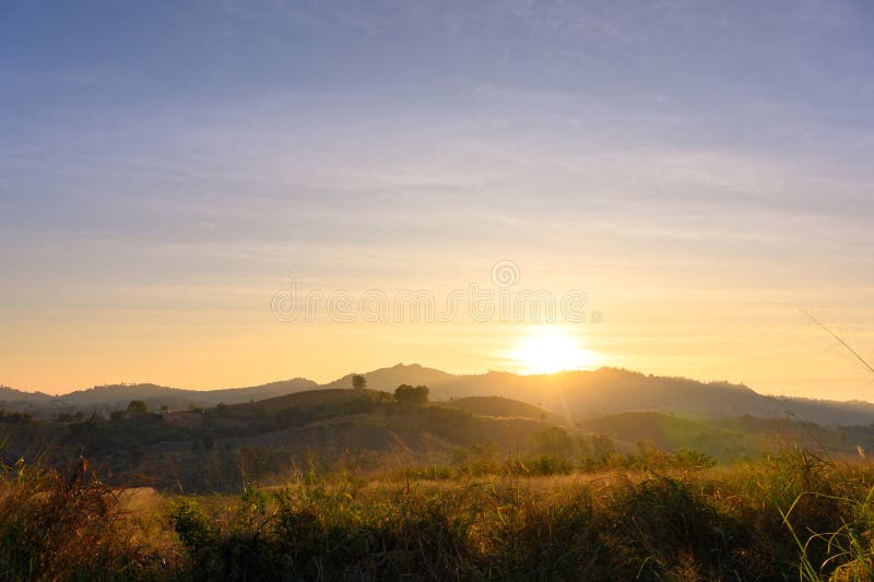 Morning Time of Panorama Mountain Under Dramatic Twilight Sky and Cloud ...