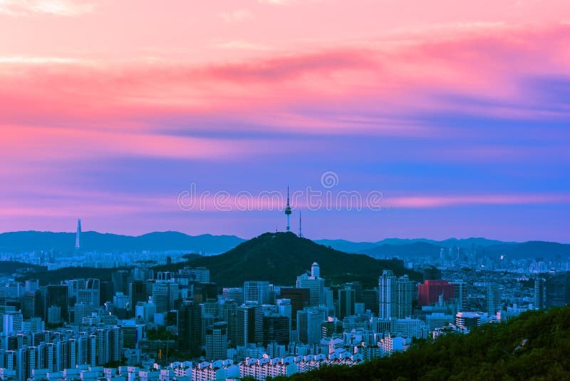 Morning Time at Seoul City Skyline Stock Photo - Image of cityscape ...