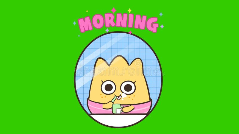 Morning Toothbrush Routine - Animated Cartoon on Green Screen Stock ...