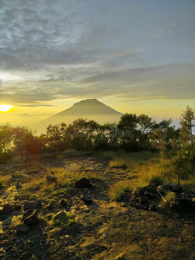 Morning Vibes in Sunrise Camp Sindoro Mountain Stock Image - Image of ...