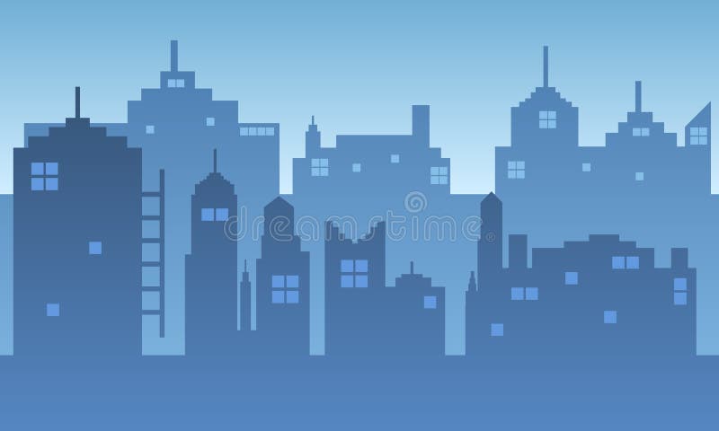 Morning View with Many Mall Buildings in Urban Areas. Stock Vector ...