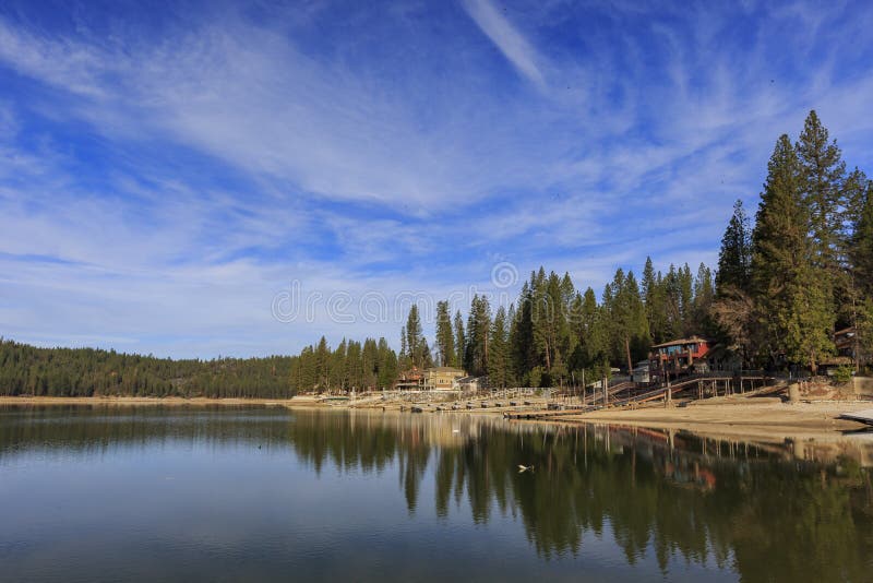 Morning View of the Bass Lake Stock Photo - Image of california, clouds ...