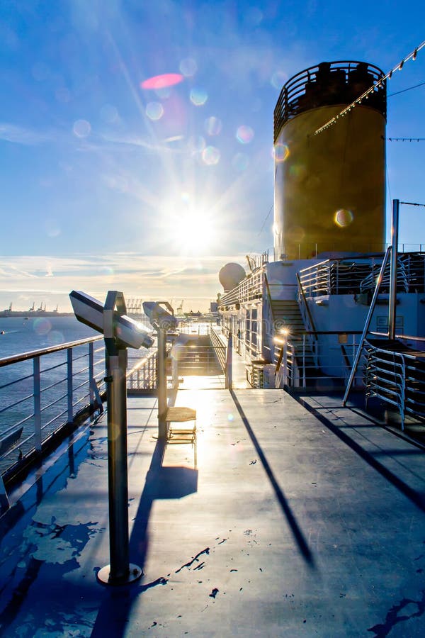 Scenic View of Cruise Ship Deck and Ocean Stock Image - Image of edge ...