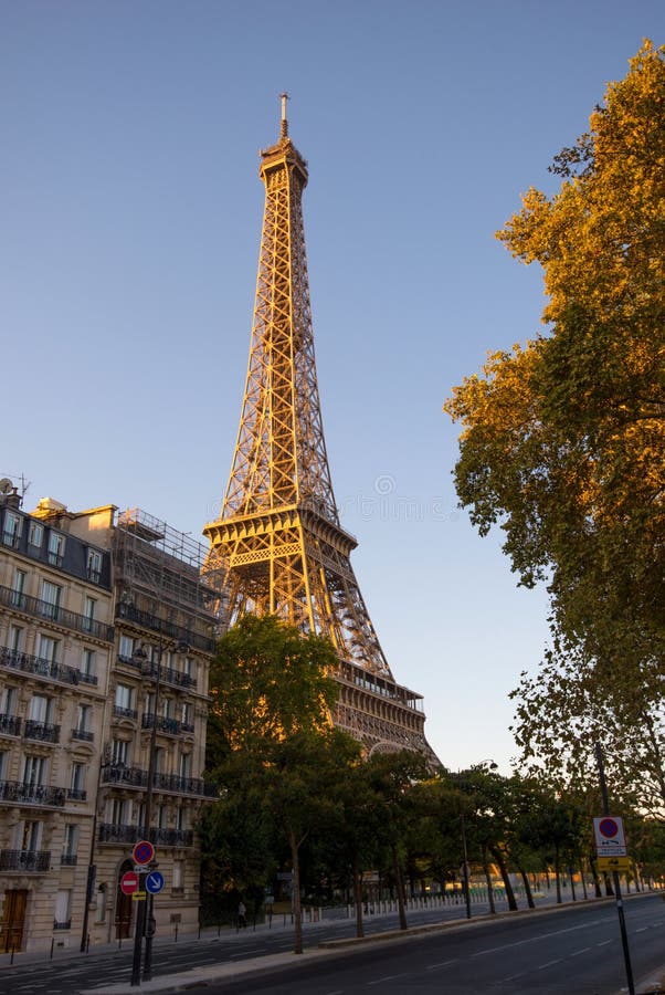 Morning View of the Eiffel Tower. Paris, France Stock Image - Image of ...