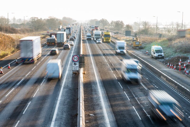 Morning View of Frozen UK Motorway Editorial Stock Photo - Image of ...