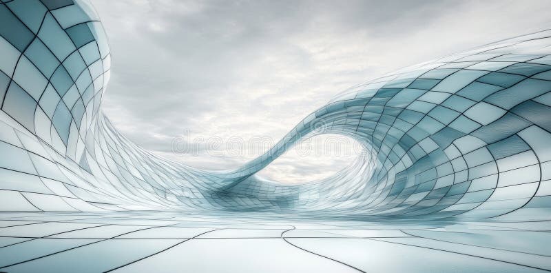 A Morning View of a Glass Building Depicted in a 3D Perspective Render ...