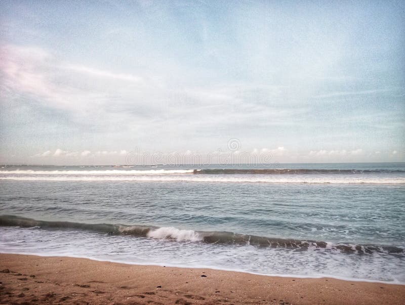 Morning View of Ocean Waves at Kuta Beach Stock Image - Image of ...