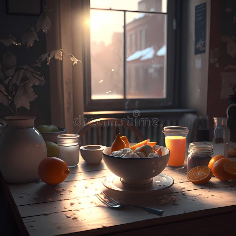 Morning View Realistic Illustration. Generative AI Stock Illustration ...