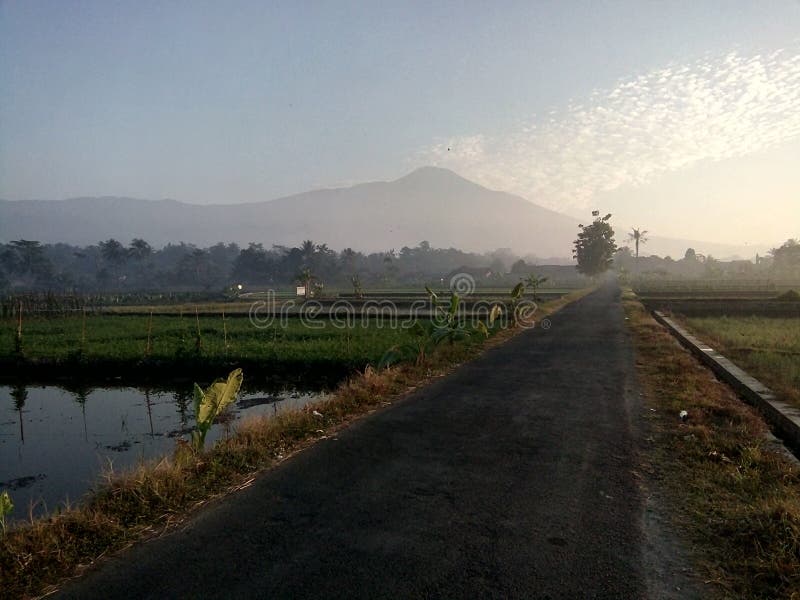 Morning View in the Village Stock Photo - Image of mountain, street ...
