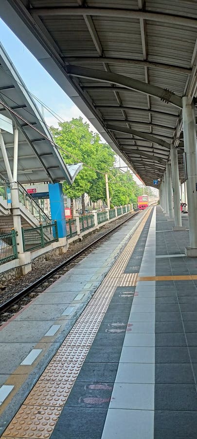 Morning View while Waiting for the Train Stock Photo - Image of track ...