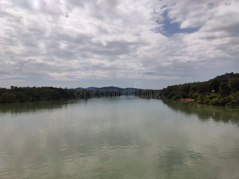 Morning Views of River and Shadows of Trees in River Stock Image ...