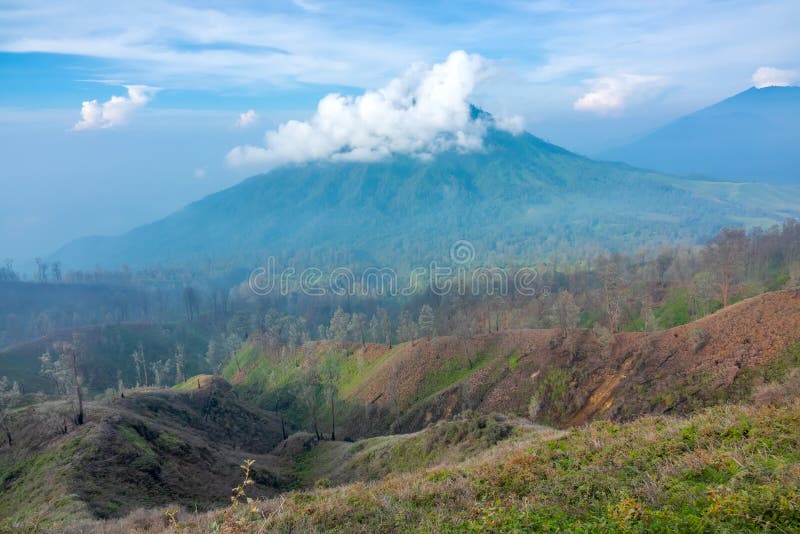 Morning Volcano on the Island of Java Stock Photo - Image of beautiful ...
